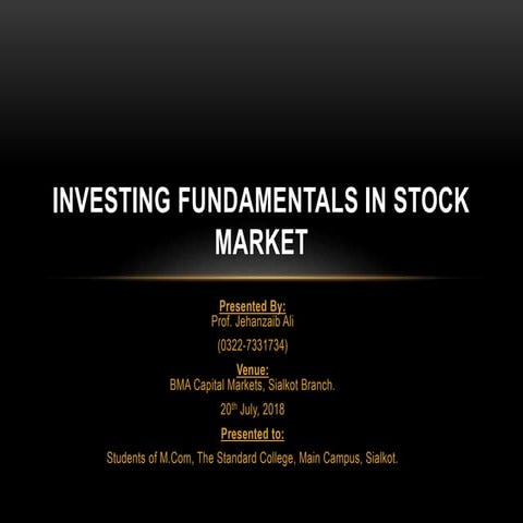 Investing fundamentals in stock market | PPTX | Stocks and Bonds | Personal Investing