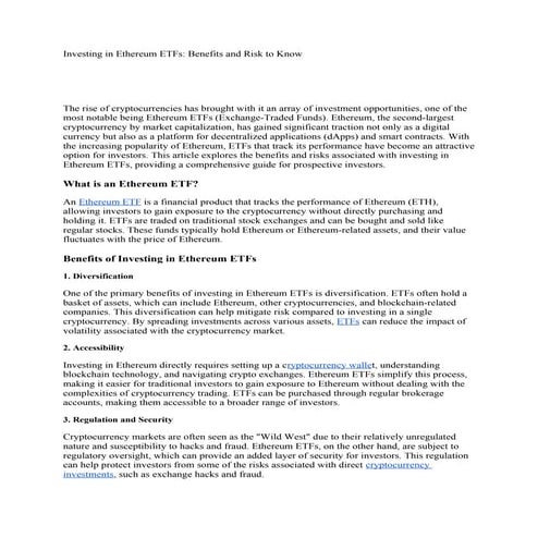 Investing in Ethereum ETFs Benefits and Risk to Know.docx