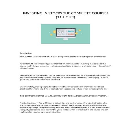 Investing in stocks the complete course! (11 hour) | DOCX
