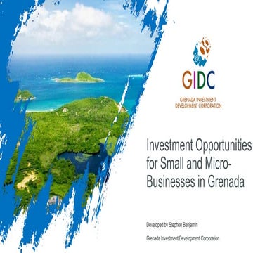 Grenada AgriTourism Policy Setting Workshop : Stephon Benjamin "Investment opportunities for ...
