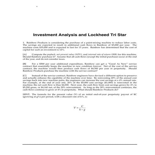 Investment analysis | PDF