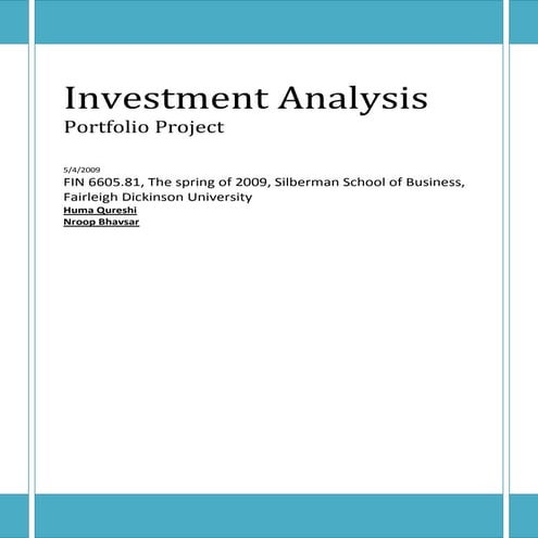 Investment Analysis Final Project | DOCX