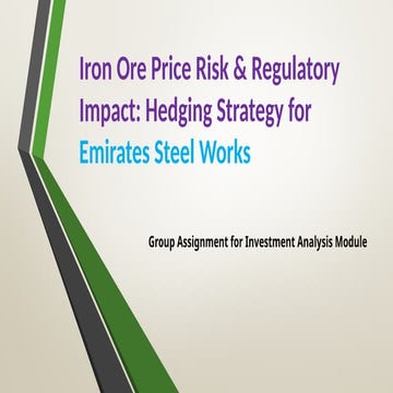 Iron Ore Price Risk Management and UAE Regulatory Hedging Strategy for ...