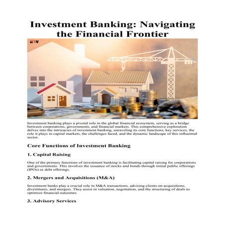 Investment Banking: Core Functions, Key Services, And Challenges ...