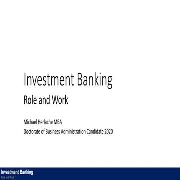Investment Banking - Role and Work | PDF