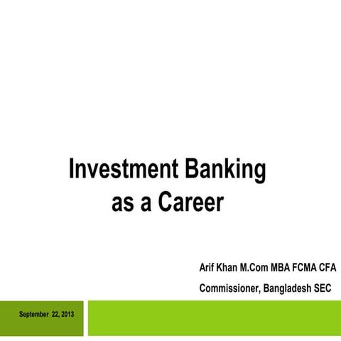 Investment banking as a career | PPT