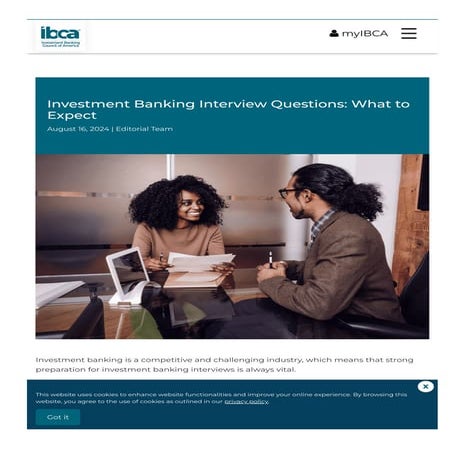 Investment Banking Interview Questions What To Expect Pdf