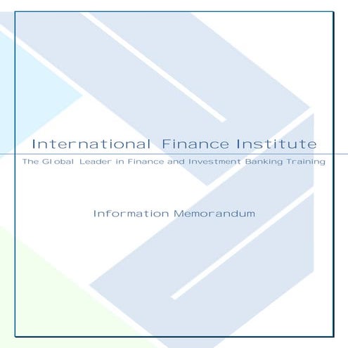 Investment Banking Training Course | International Finance Institute | PDF
