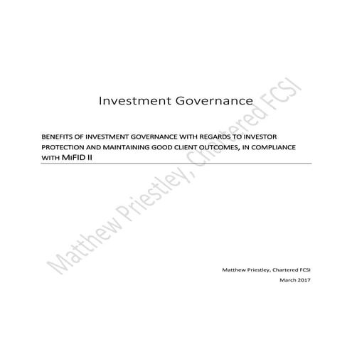 Investment governance (information for those reading about the FCA's ...