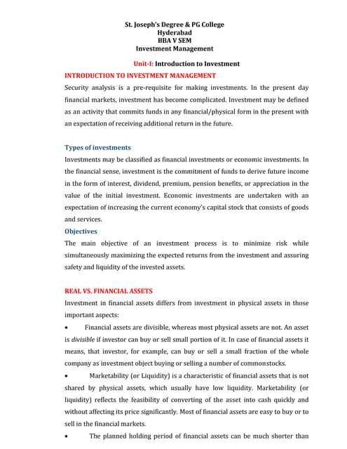 INVESTMENT MANAGEMENT - PORTFOLIO MANAGEMENT | PPT