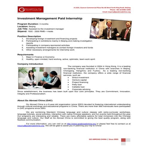 Investment management paid internship | PDF | Business Accounting ...