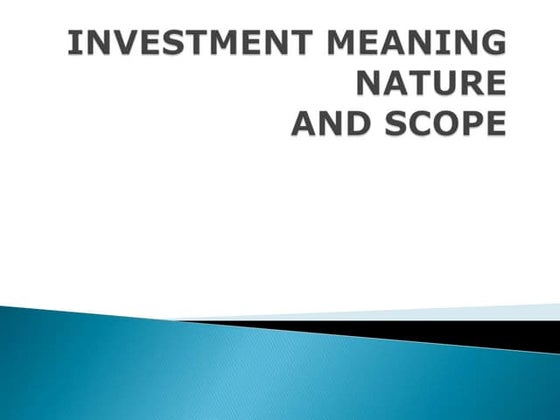 An introduction to investment | PPT