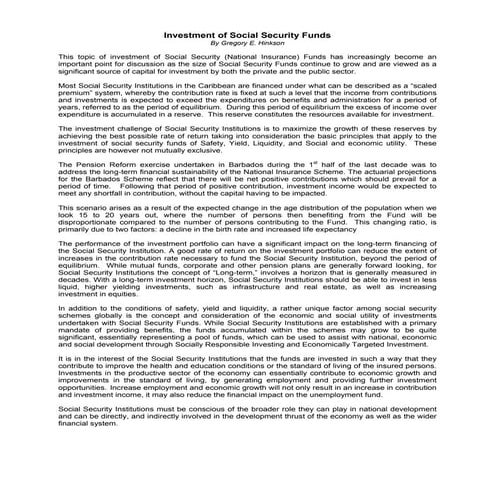 Investment of Social Security Funds | PDF