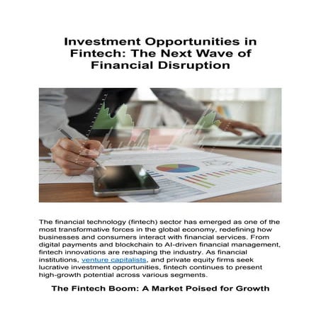 Investment Opportunities in Fintech The Next Wave of Financial ...