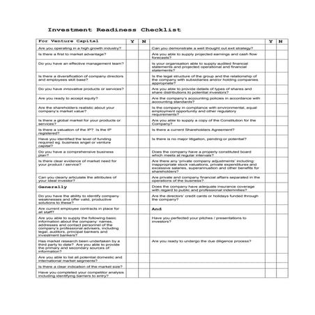 Investment ready checklist | DOC