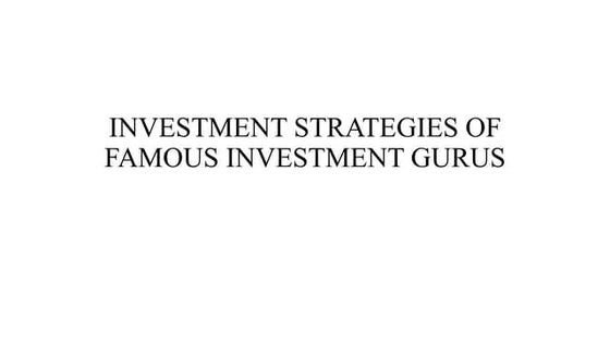 An introduction to investment | PPT | Stocks and Bonds | Personal Investing