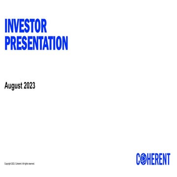 Coherent Corporation Investor Presentation 2023 | PDF