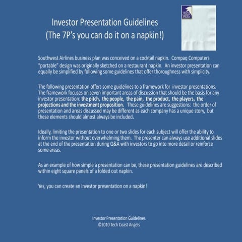 Investor Presentation On A Napkin | PDF