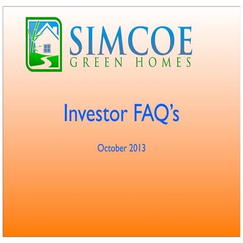 Impact Investor FAQ's - Simcoe Green Investments | PPT