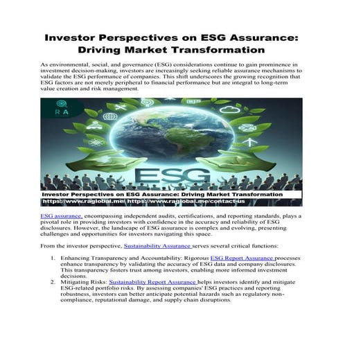 What is ESG Assurance | PDF