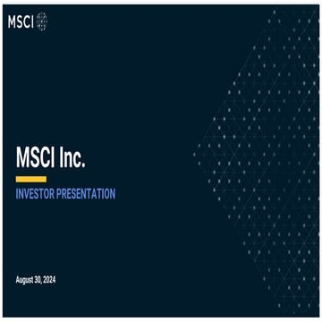 MSCI Company Investor Presentation - August 2024 | PDF