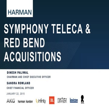 Investor slide deck Harman Acquires Symphony Teleca & Rend Bend | PPT