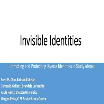 Invisible Identities: Promoting and Protecting Diverse Identities in ...