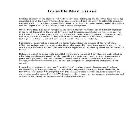 Invisible Man Essay Topics | PDF
