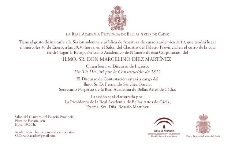 Invitacion discurso recepción Marcelino Diez Martínez 2019 1 Invitacion discurso recepción Marcelino Diez Martínez 2019 1