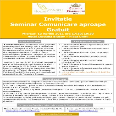 Invitatie "Seminar de comunicare aproape gratuit" | PDF