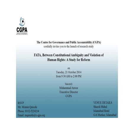 CGPA FATA Reforms Launch Invitation (21 Oct 2014) | PDF