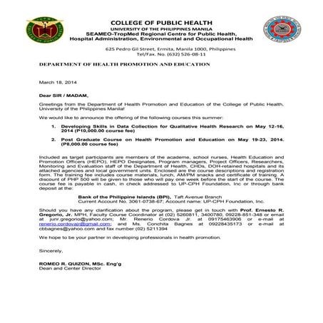 Invitation letter for the Course on Qualitative Research & Health ...