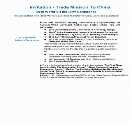 Invitation to 2019 world vr industry conference | PDF