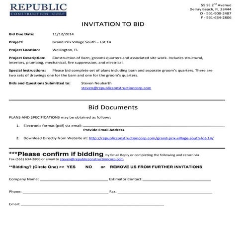 Invitation to Bid Grand Prix Village | Republic | PDF