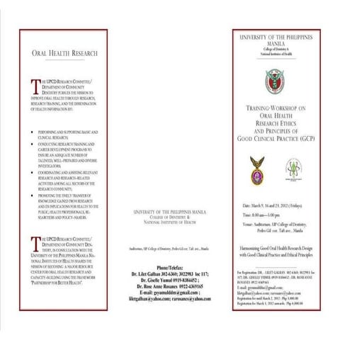 Invite & program to research in dentistry training workshop front | PPT