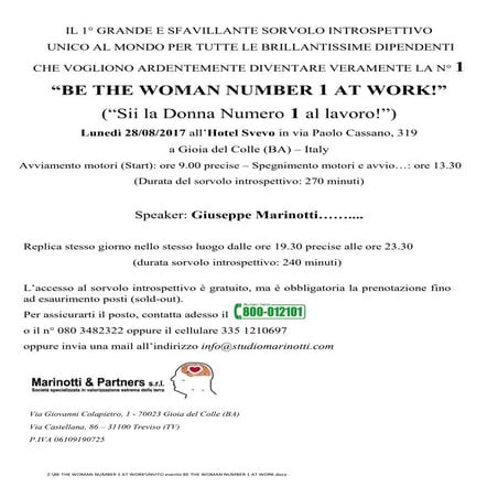 Invito evento be the woman number 1 at work | PDF