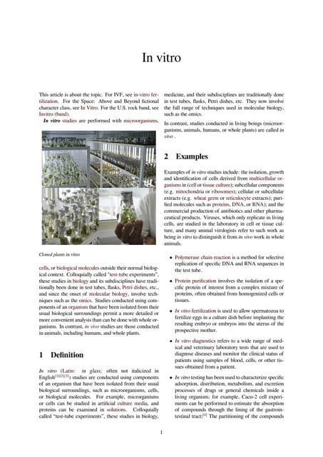 In vivo and in vitro studies | PPTX | Biological Sciences | Science
