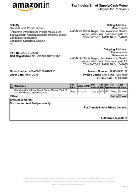 Laptop bag invoice | PDF | Personal Taxes | Personal Finance