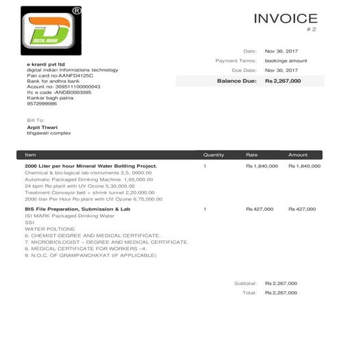 Invoice # 2 | PDF | Water Services | Home Utilities