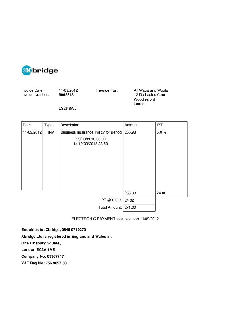 Invoice liability insurance 2012 2013