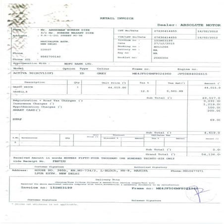 Invoice of activa | PDF