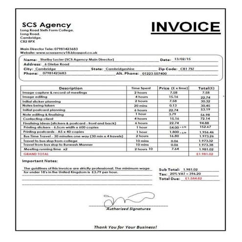 Invoice Word Document | DOCX