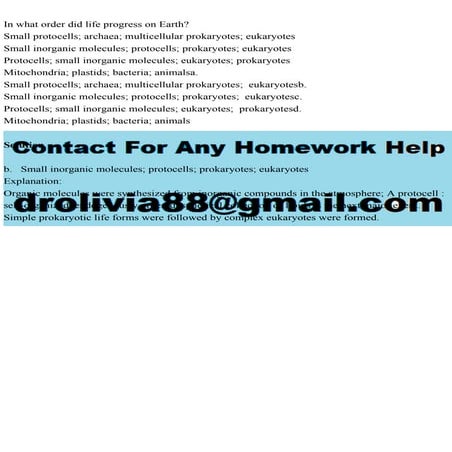 In what order did life progress on EarthSmall protocells; archaea.pdf