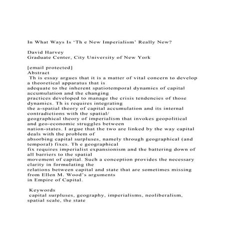 In What Ways Is ‘Th e New Imperialism’ Really NewDavid Ha.docx