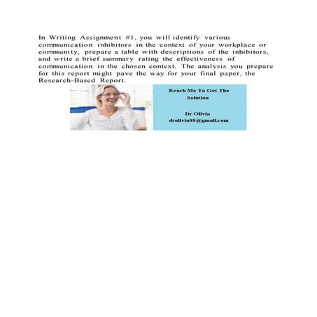 In Writing Assignment #1, you will identify various communication in | DOCX