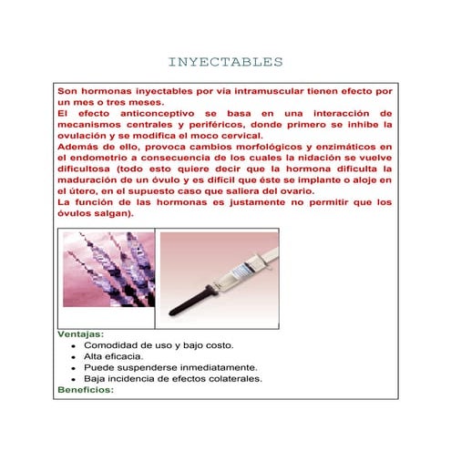Método Anticonceptivo Hormonal Inyectable Mensual. | PDF