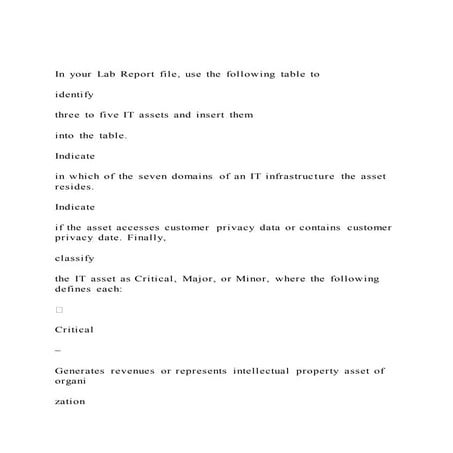 In your Lab Report file, use the following table to identify | DOCX