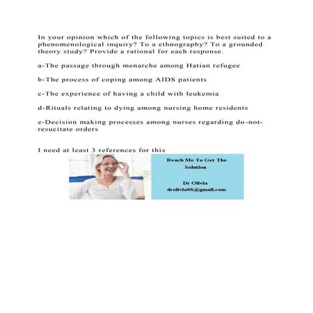 In your opinion which of the following topics is best suited to a ph.docx