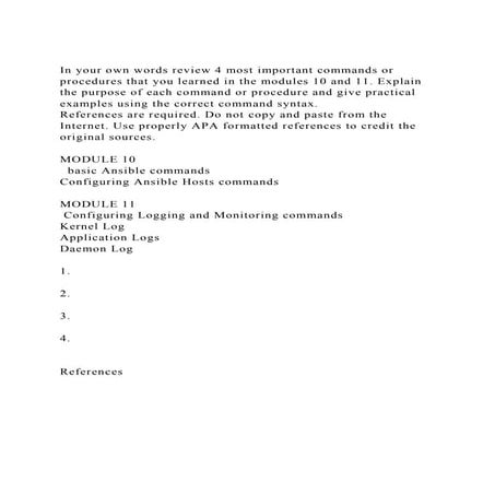 In your own words review 4 most important commands or procedures t.docx