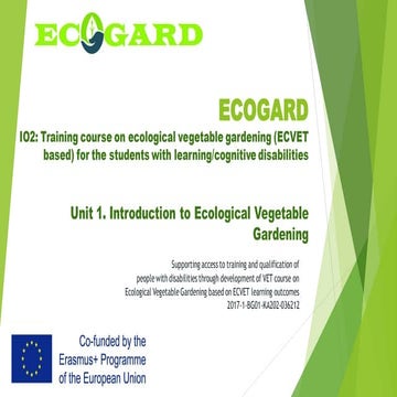 Unit 1. Introduction to Ecological Vegetable Gardening | PPT